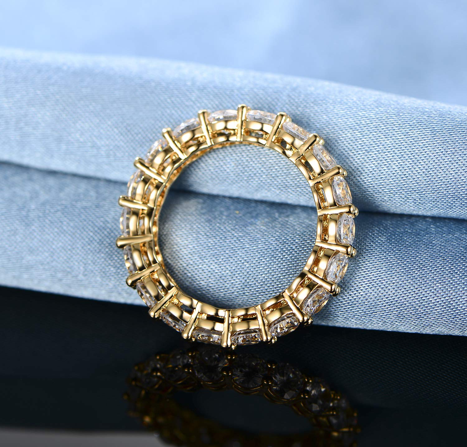 Gemsme 18K Yellow Gold Filled Cubic Zirconia Eternity Band Ring for Women (10)