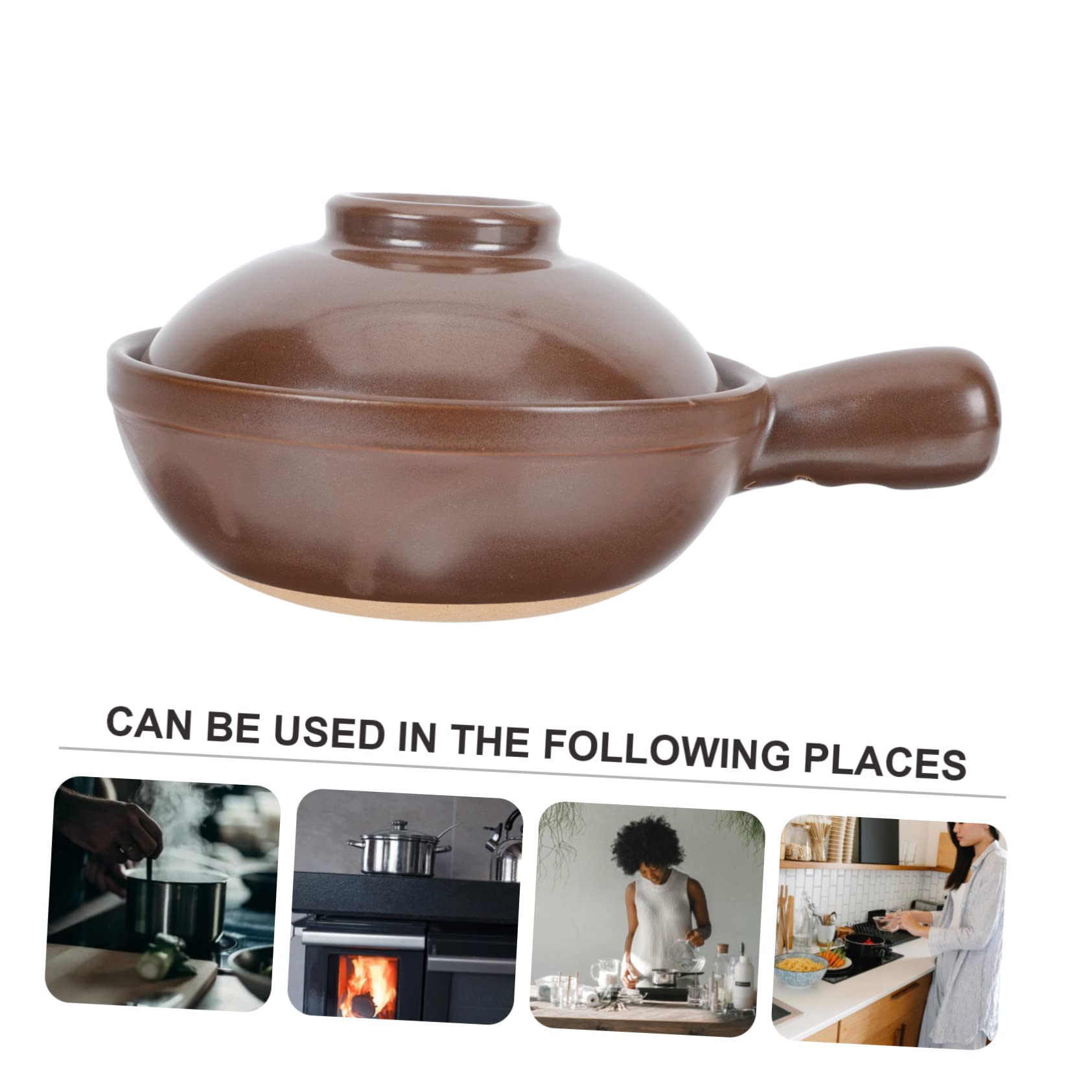 HEMOTON 2pcs Bibimbap Pot Casserole with Handle China Hutch Milk Pan Bread Pan Ceramic Steam Pot Japanese Soup Cooking Pot Korean Rice Cooker Non- Stick Ceramics Hot Pot Pottery