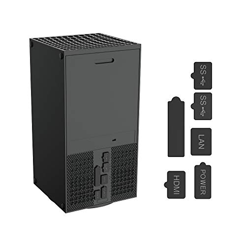 GOTRUTH Series X 8 Silicone Dust Plugs and 2 PVC Meshs Set,USB HDMI LAN Power CD-Driver Interface Anti-dust Cover Dustproof Plug for Xbox Series X Console Accessories-10Pcs (Xbox Series X, Black)