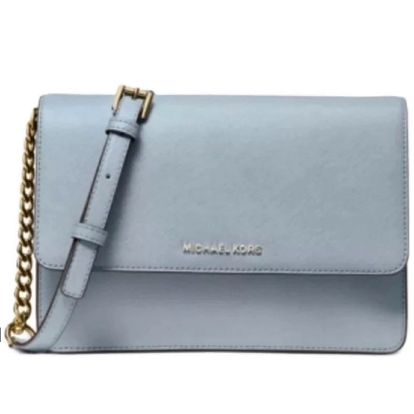 MICHAEL KORS Daniela Large Saffiano Leather Crossbody Bag (Pale Blue)