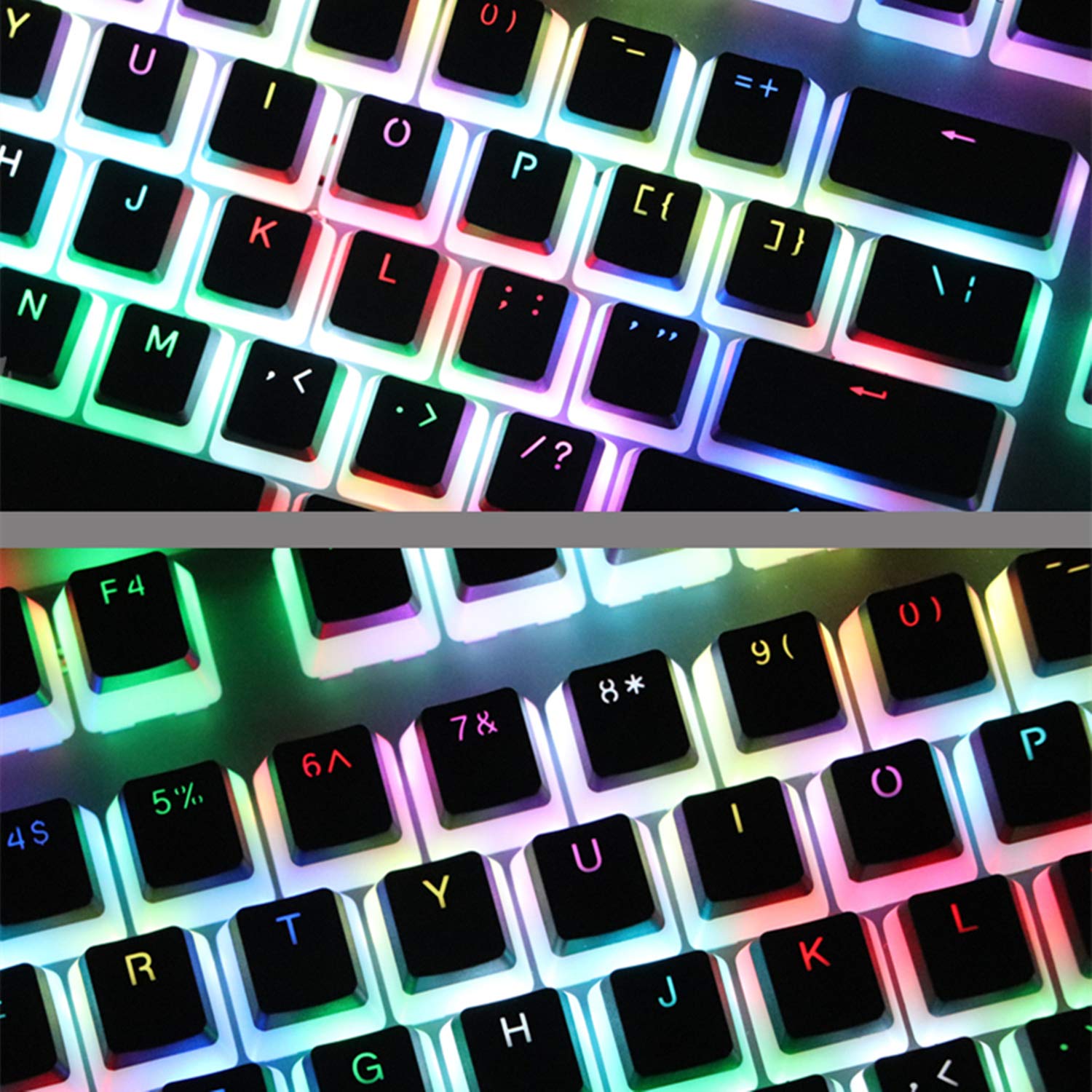 Happy Balls PBT Keycaps Backlit Doubleshot Keycap Set OEM Profile Cherry MX Key Caps for 104/87/60%/108 MX Switches Mechanical Keyboard(Black Pudding Combo)