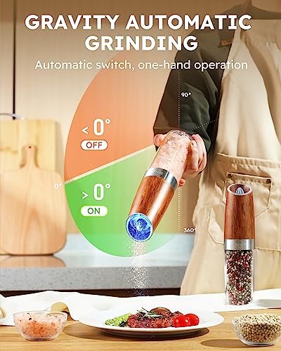 ππ©π π«ππππ ππ¨π³ ππ πππ©πππ’ππ² Sangcon Gravity Electric Salt and Pepper Grinder Set Battery Powered Refillable Automatic Operation Adjustable Coarseness Mill Grinder Shakers Set