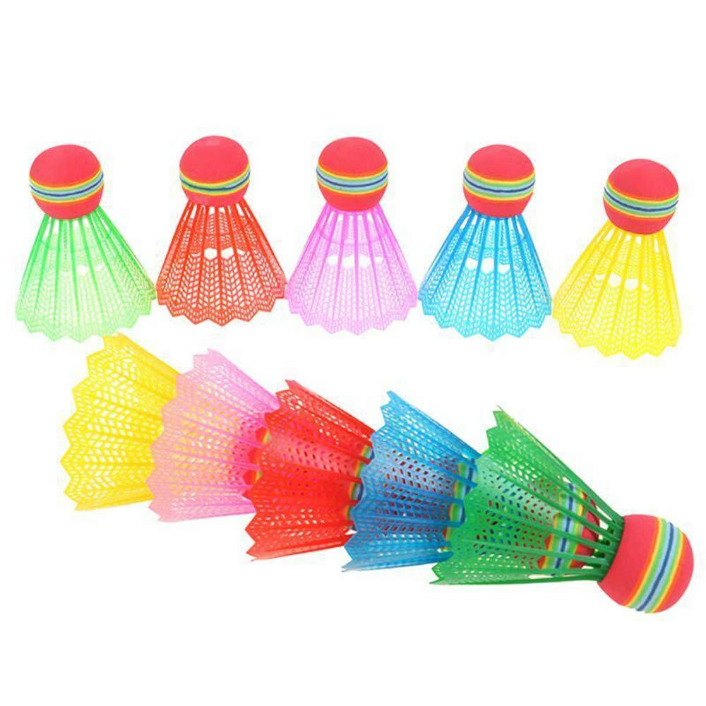 HJKL 10 PCS Badminton EVA Rainbow Ball Head Nylon Badminton Feathers for Game Sport Entertainment