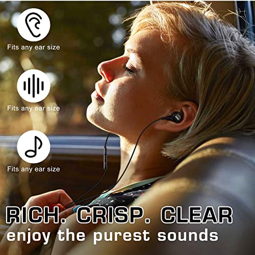 UrbanX Corded Stereo Earbuds Headphones for Samsung M7600 Beat DJ (US Version with Warranty) with Microphone and Volume Buttons Braided Cable