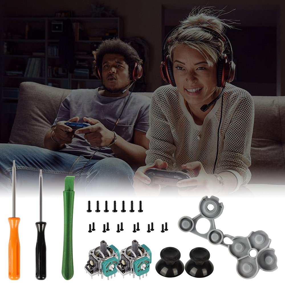 HIGOPLAY 3D Analog Joystick Thumb Stick Sensor Gamepad Thumbstick Replacement Part for Xbox One Controller with D Pads Rubber Conductive R L Button and T6 T8 Torx Screwdriver Repair Kit