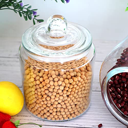 Woaiwo-q 35 oz Glass Jars, Glass Storage Container with Glass Lid for Biscuits, Candy, Dry Goods, Beans, Cookie Jar with Lid for Home & Kitchen (Set of 6)