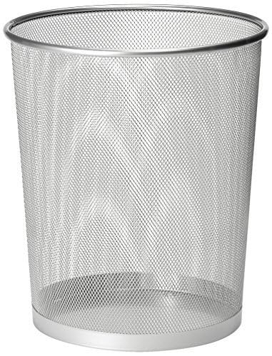 Zuvo Circular Mesh Waste Paper Bin | Lightweight Waste Basket Garbage Can | Metal Trash Bin Ideal for Kitchen Home Office Bin Dorm Room Living Room Desk Bedroom. (1 Silver) (27 X 24 cm)