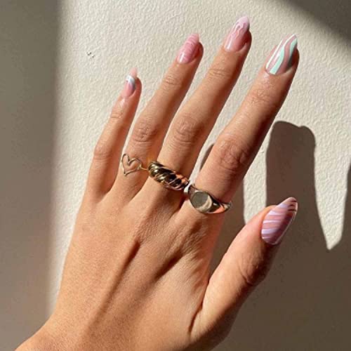 Glamnetic Press On Nails - Wild Card | Opaque UV Finish Short Pointed Almond Shape, Reusable Pastel Nails in 12 Sizes - 24 Nail Kit with Glue