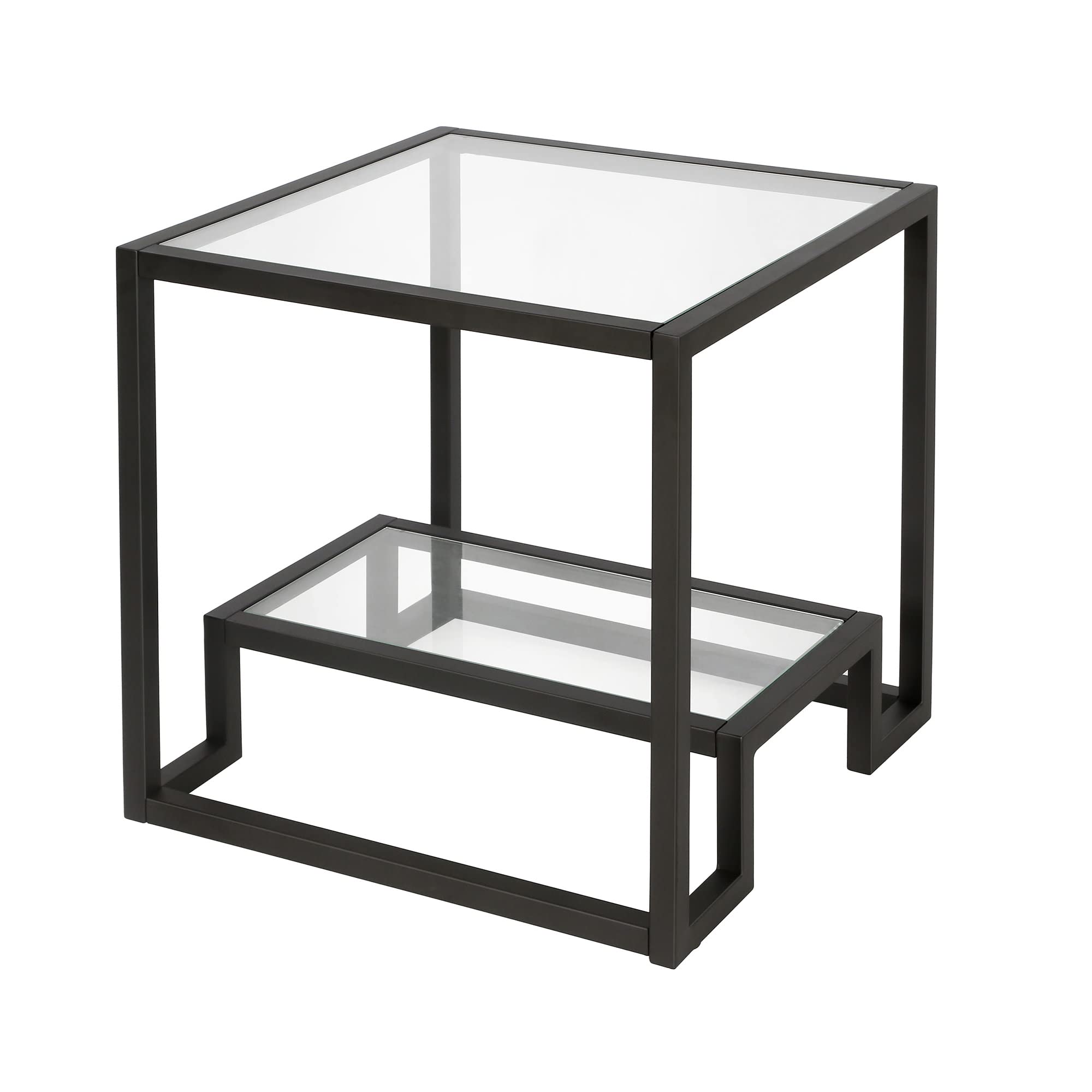 Henn&Hart 22" Wide Square Side Table in Satin Nickel, Table for Living Room, Bedroom