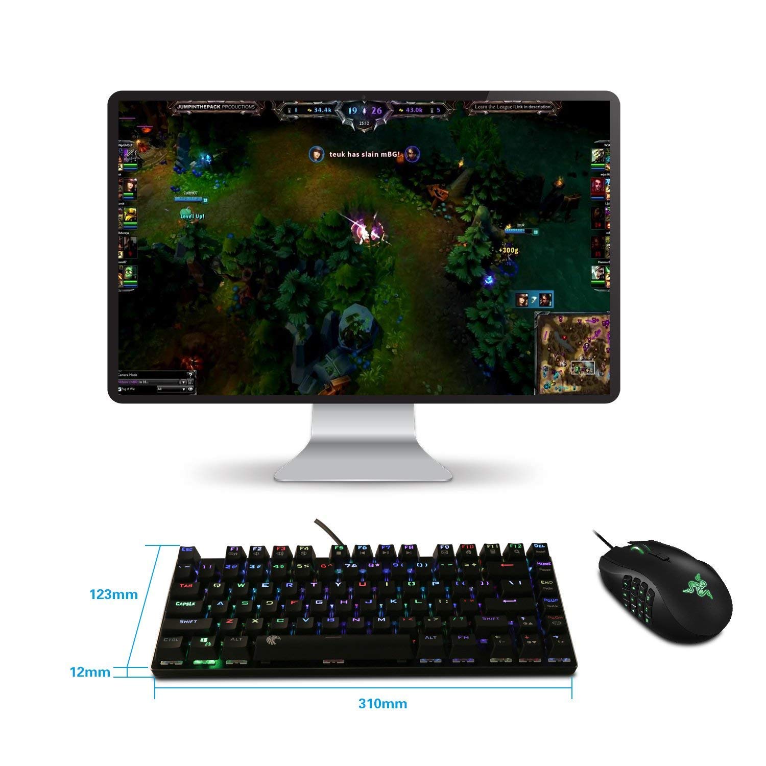 Gishine E-YOOSO Z88 60percent RGB Mechanical Gaming Keyboard,Compact 81 Keys (Blue Switch Black)