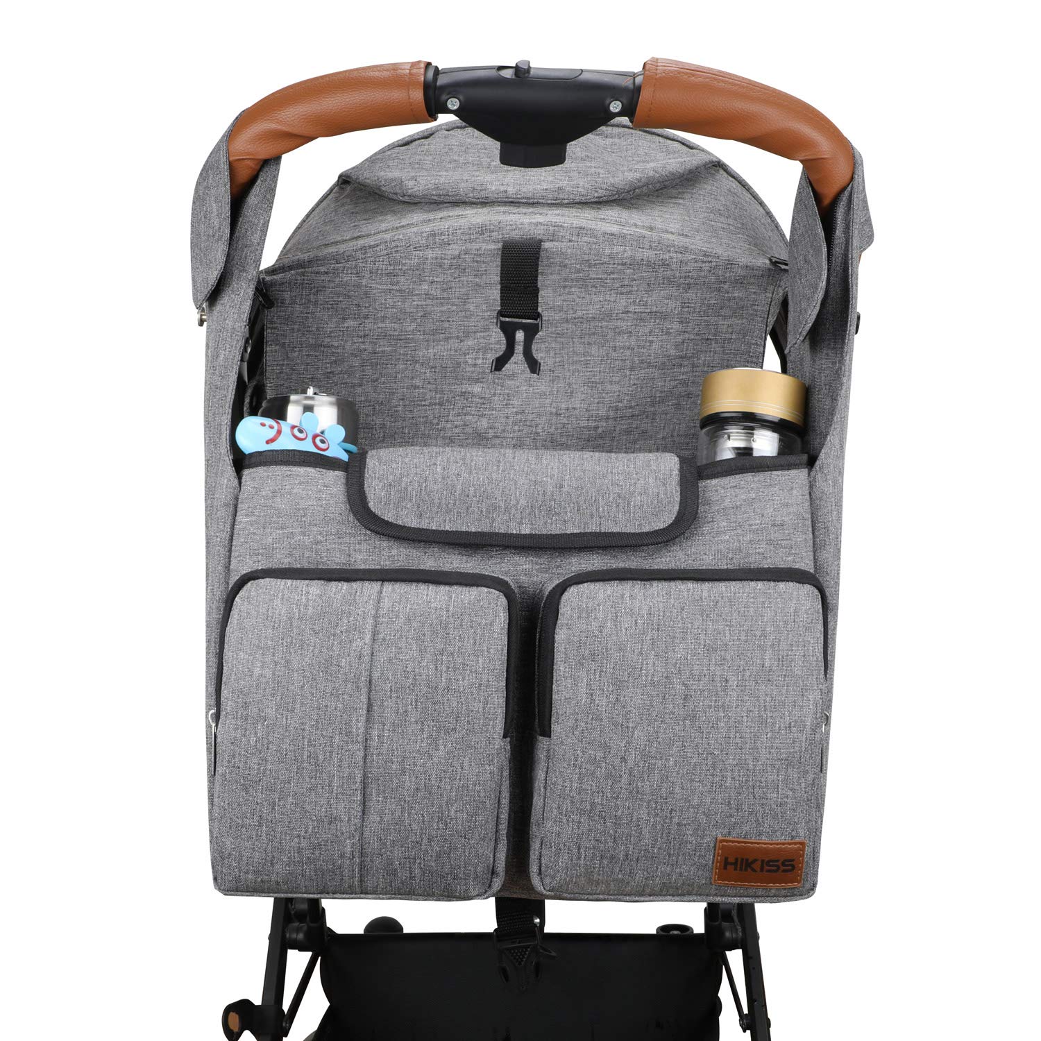 HIKISS Baby Stroller Organizer with Cup Holders-Light Gray