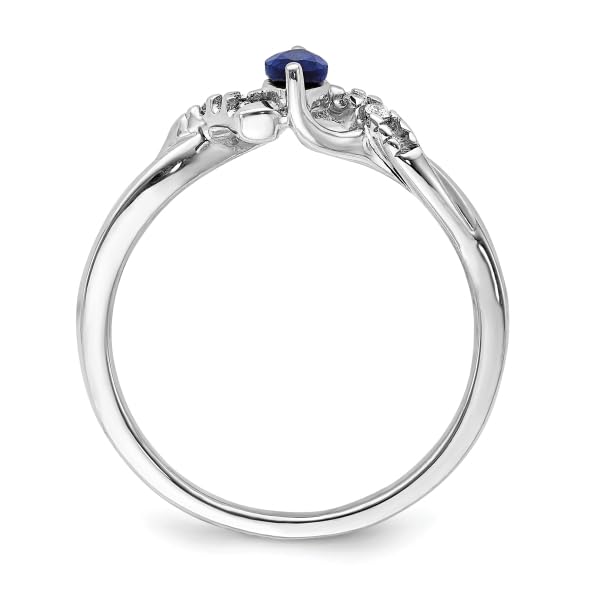 IceCarats 14K White Gold Diamond Marquise Blue Sapphire September Birthstone Ring Gemstone Band Size 7