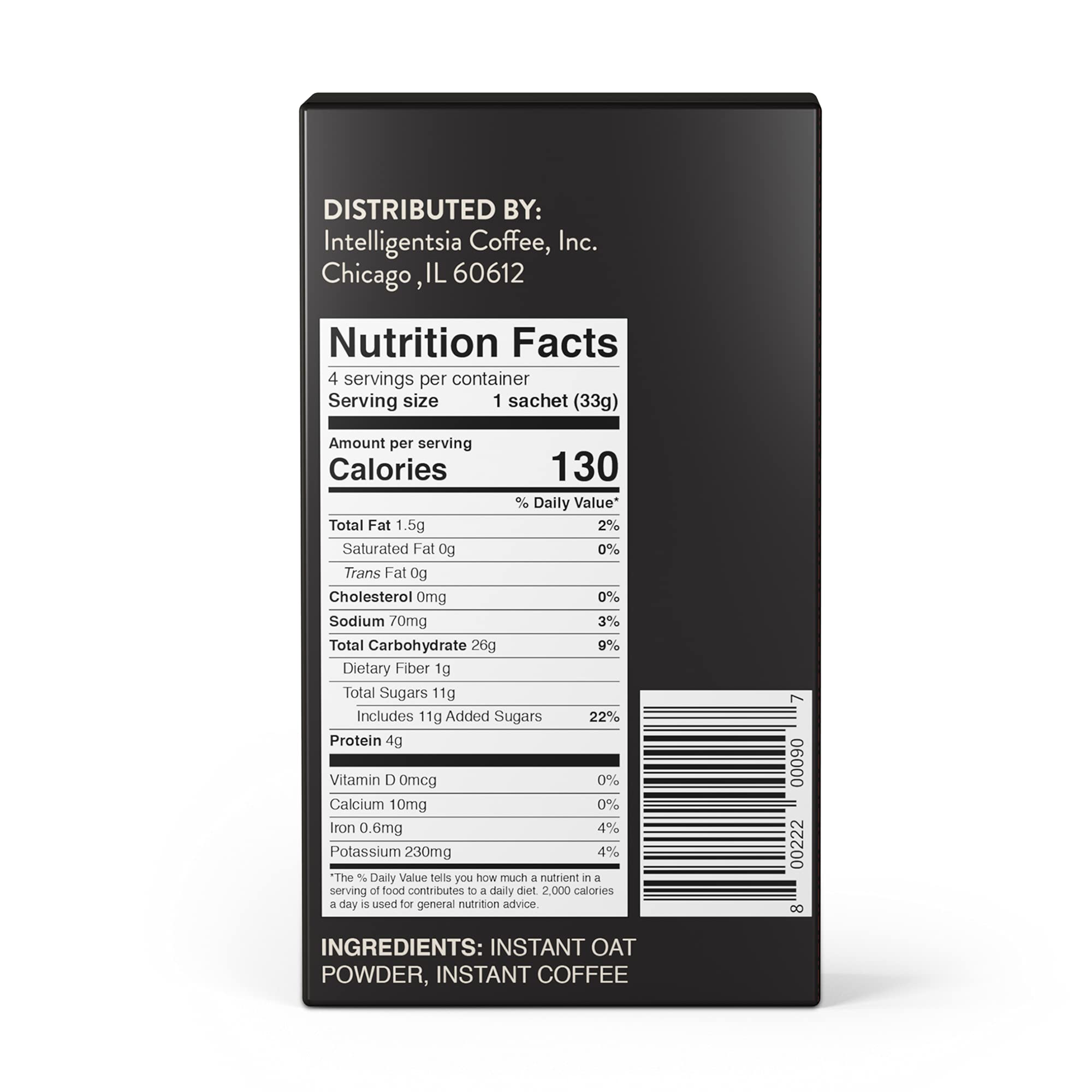 Intelligentsia, Instant Oat Latte - Instant Coffee Mix - 4 Single Serve Sachets (1 Box of 4 Packets), Made with Black Cat Espresso, Dairy Free, Direct Trade