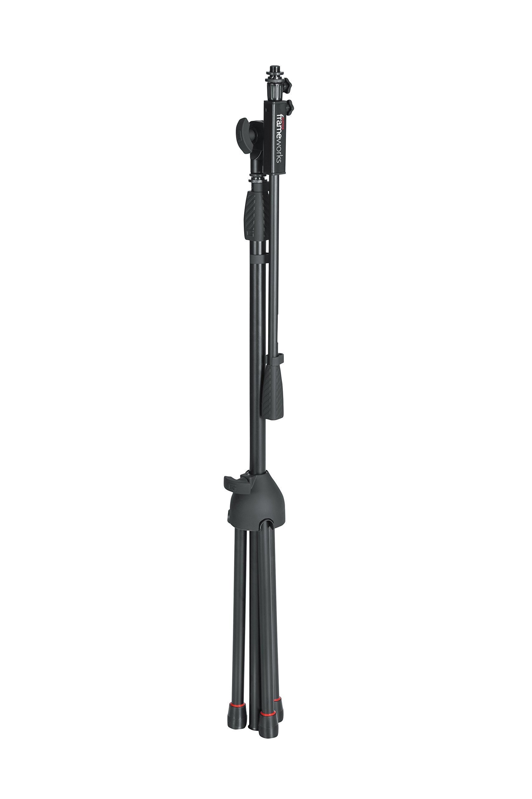 Gator Frameworks Tripod Mic Stand with Soft Grip Twist Clutch, Boom Arm, and Both 3/8" and 5/8" Adapters; Min/Max Height - 6"/99" (GFW-MIC-2020),Black