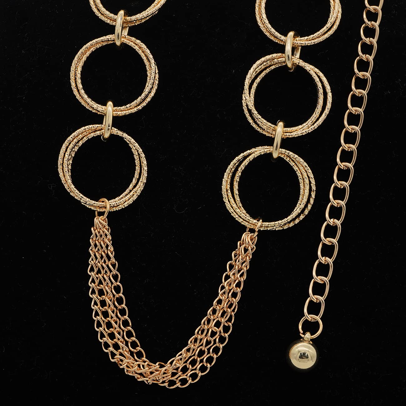 Glamorstar O-Ring Chain Belts for Women Waist Band Belt for Dress Link Chain Gift Large Circle Silver Plus Size 135CM/53.1IN