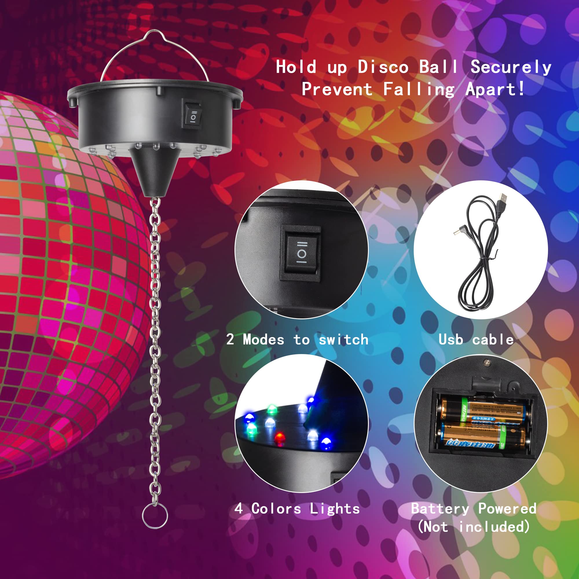 Rotating Motor for Disco Ball-chmakmt 5RPM Electric Motor with LED Lights for Mirror Disco Ball,Christmas Party DJs Bands Pubs Weddings Banquets Birthday Party Decorate