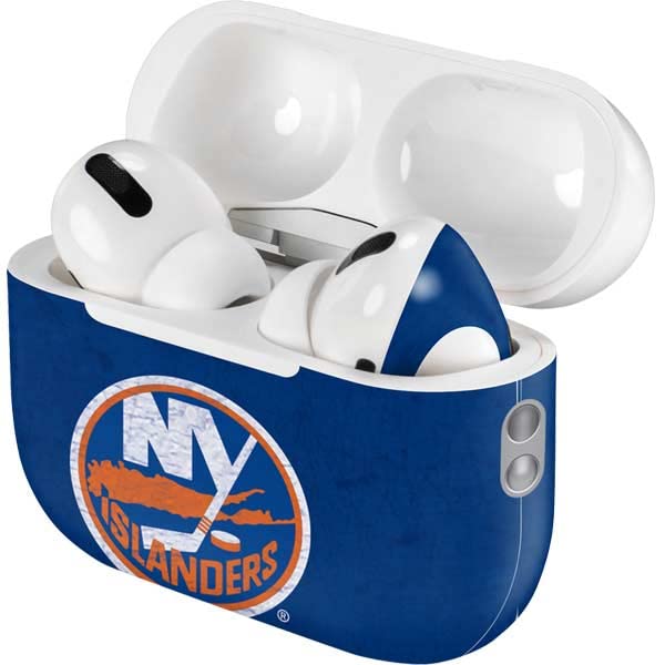 Skinit Decal Audio Skin Compatible with Apple AirPods Pro (2rd Gen, 2022) - Officially Licensed NHL New York Islanders Distressed Design