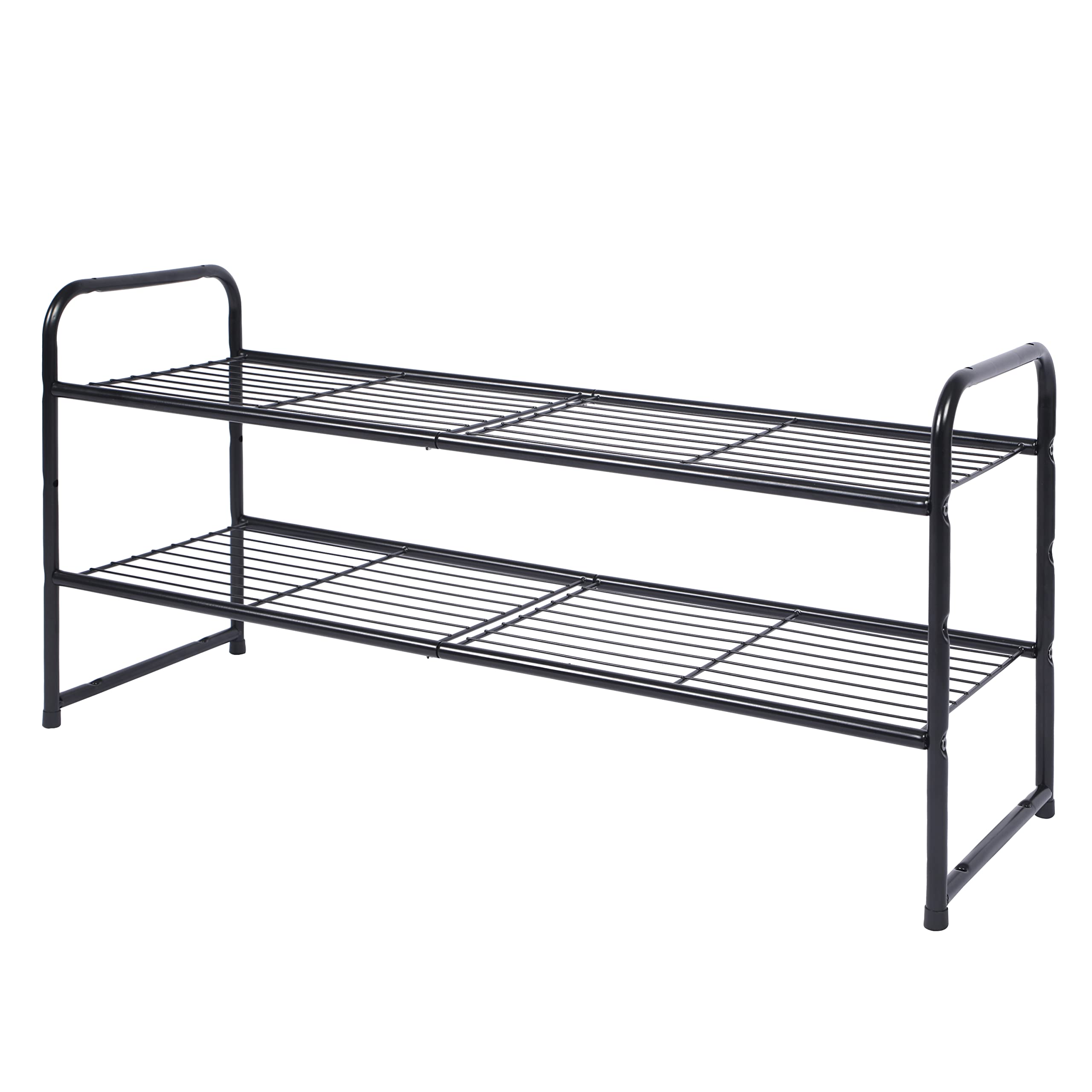 GEORIS 2 Tier Shoe Rack for Closet Stackable Shoe Storage Shelf, Long 32.5" Metal Shoe Organizer for Entryway, White