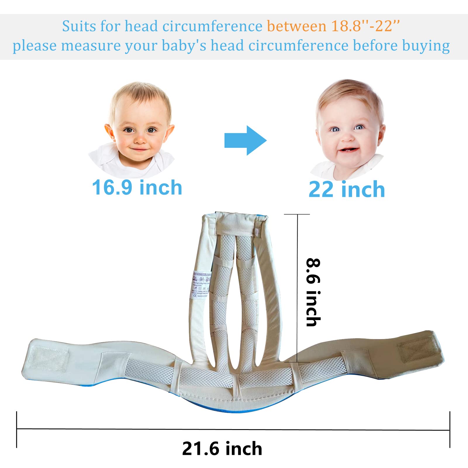 Huifen Baby Helmet, Children Infant Toddler Adjustable Infant Helmet Learning to Walk Playing Baby Helmet for Crawling Walking (Starry Blue)