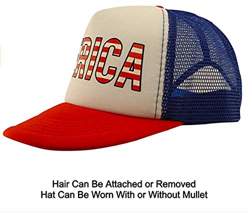 HandinHandCreations USA Blonde Mullet Hat Wig Merica Redneck Exotic Wig