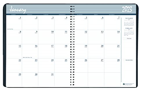 House of Doolittle 2023-2024 Monthly Calendar Planner, 2 Years, Expense Log, 6.9 x 8.75 Inches, Black Leatherette Cover (HOD268002-23)