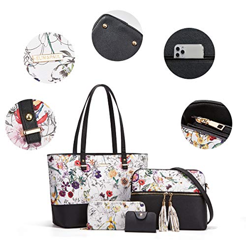 Women Fashion Handbags Wallet Tote Bag Shoulder Bag Top Handle Satchel Purse Set 4pcs