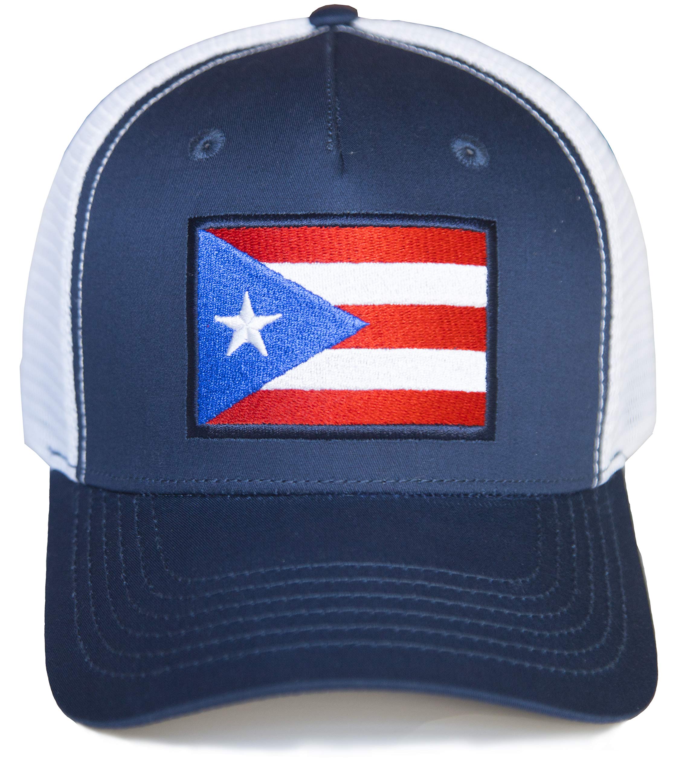 International Tie Navy White Flag Hats - Snapback Trucker Baseball Hat (Puerto Rico)