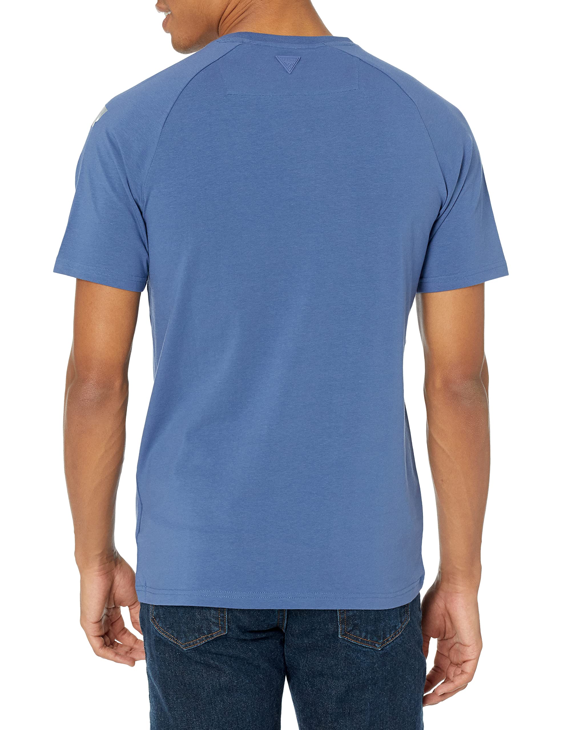 GUESS Men's Active Short Sleeve Eco Arden Logo Tee, Rebel Blue, Medium