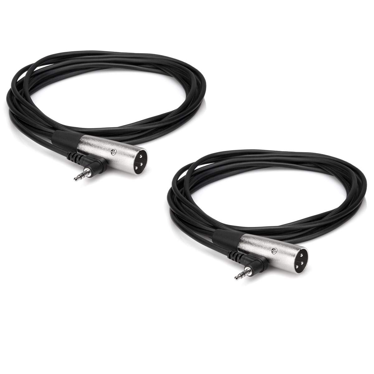 Hosa Technology 2X 5' Right Angle Stereo 3.5mm, 1/8", Mini Male to 3 Pin XLR Male, XVM-105M