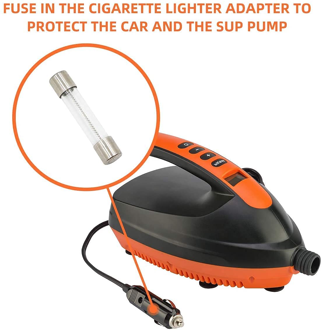 HIKULA Air Pump 16psi SUP Electric Pump Built in Temperature Sensor and 12V DC Car Connector Quickly Inflating for Paddle Board, Inflatable Boat, Car Inflatable Bed, Inflatable Tent