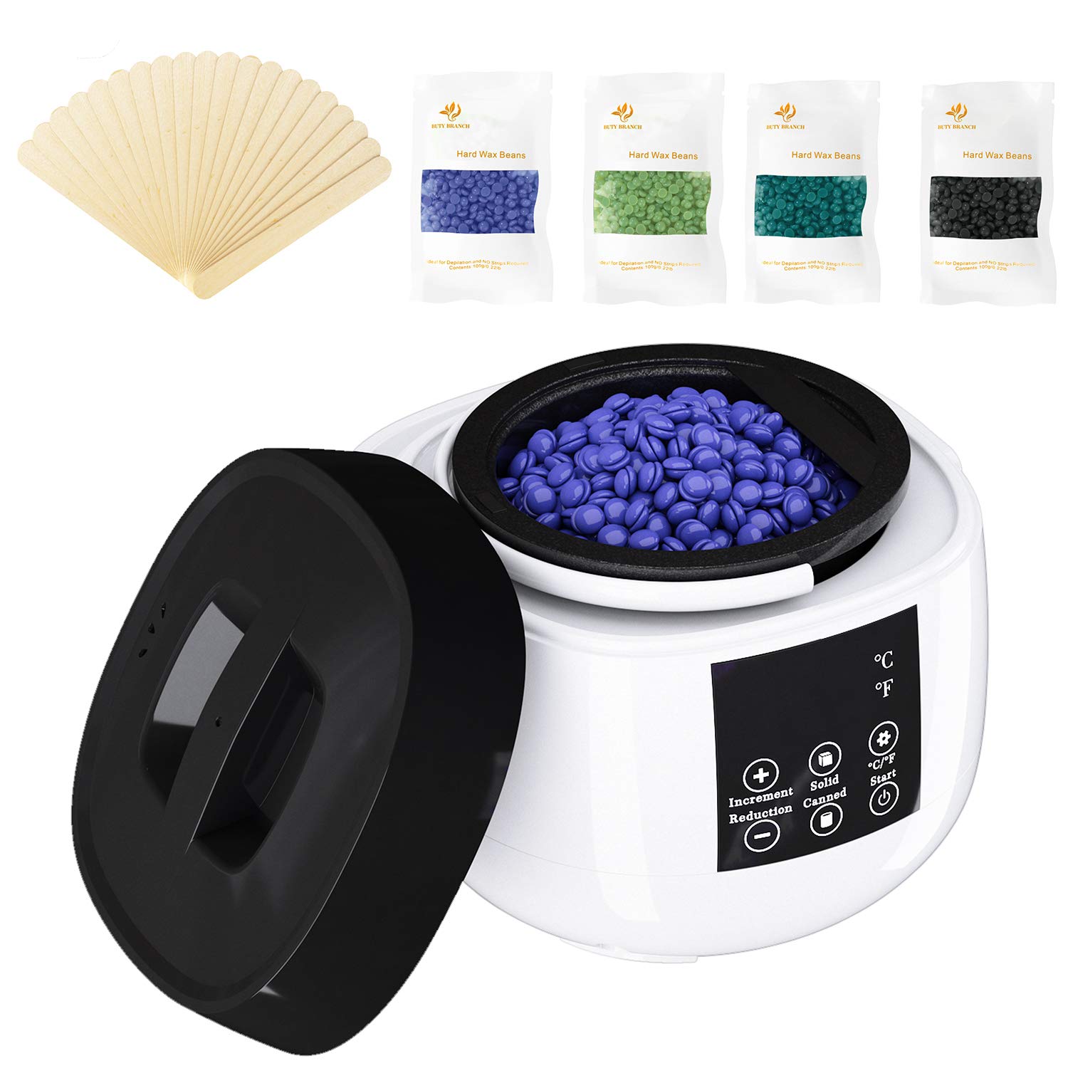 Hard Wax Warmer, Home Digital Waxing Kit for Women Men Coarse Hair Removal - with Premium Hard Wax Beans and Wax Applicator Sticks