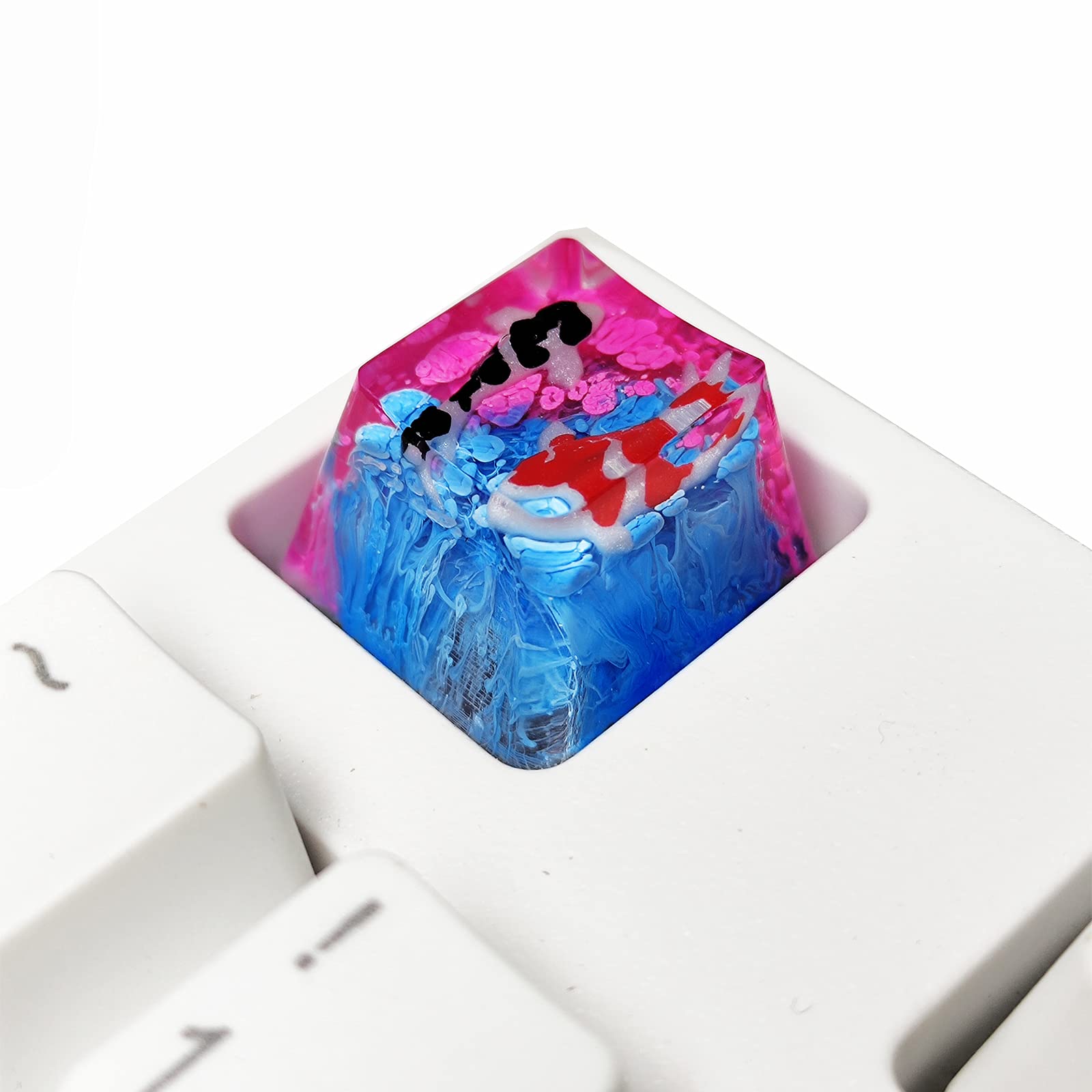 Handmade Koi Fish Resin Artisan Backlit Key Cap For Cherry MX RGB Switch Gaming Mechanical Keycaps 1U