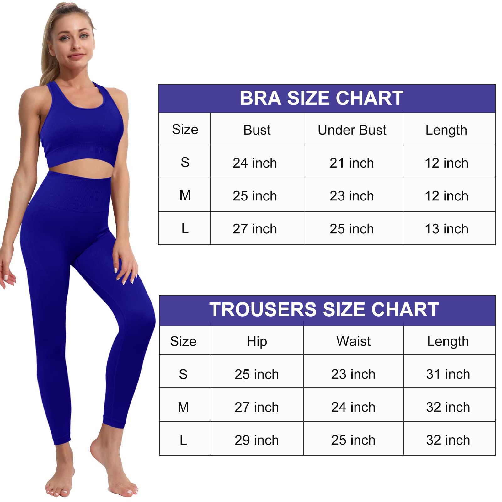 LUBERASU Women's 2 Piece Workout Sets High Waisted Seamless Leggings with Padded Sports Bra Sets