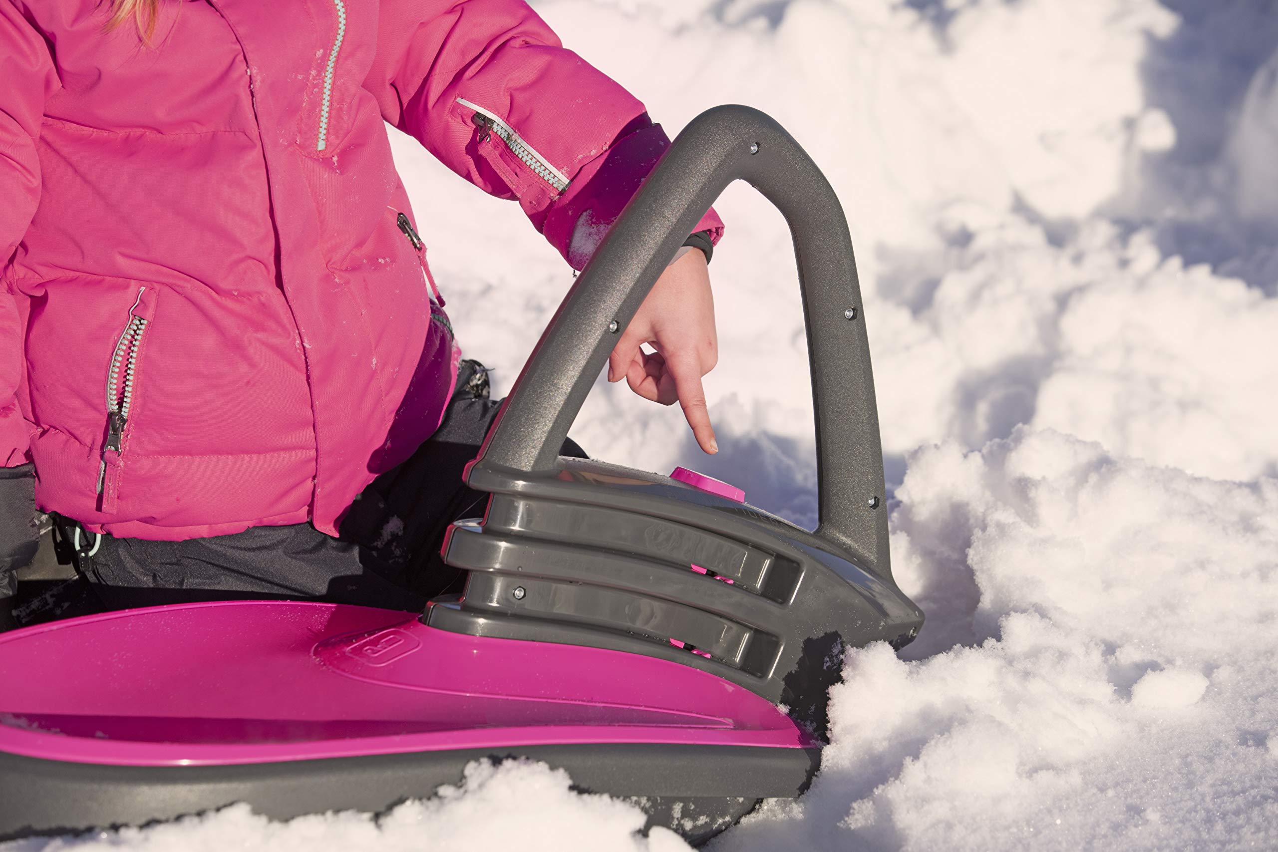 Gizmo Riders Skidrifter by Plastkon Snow Slope Racer Snow Sled for Kids or Adults with Advanced Manual Stability Program Button in Pink