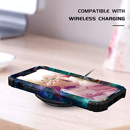 Hocase for iPhone 11 Case, Heavy Duty Shockproof Protection Soft Silicone Rubber+Hard Plastic Bumper 3-in-1 Hybrid Protective Case for iPhone 11 (6.1" Display) 2019 Release - Mandala in Galaxy