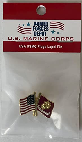 USA and USMC Marine Corps Flags Lapel Pin