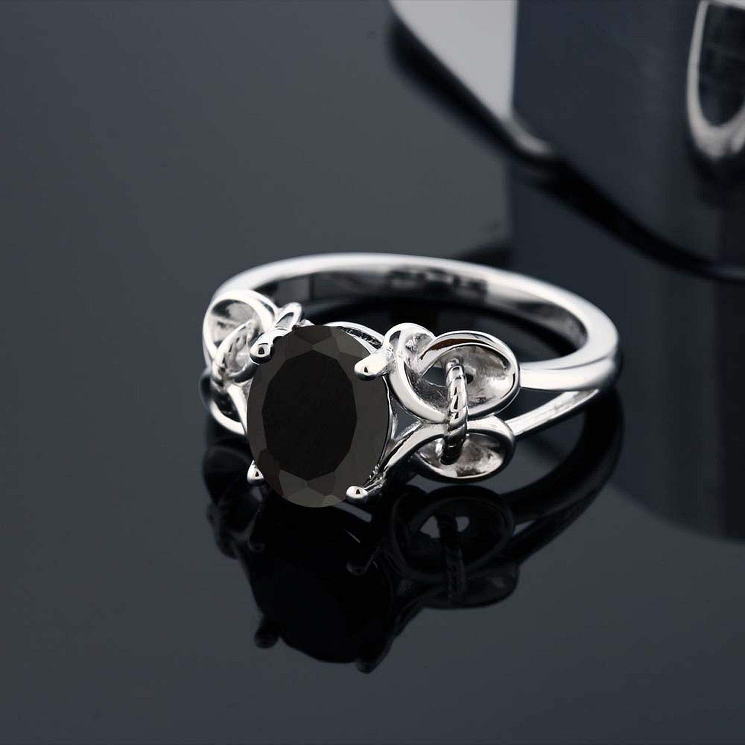 Gem Stone King 925 Sterling Silver Oval Gemstone Birthstone Engagement Ring | Oval 9X7MM | Wedding Anniversary Promise Ring For Women | Available in size 5, 6, 7, 8, 9
