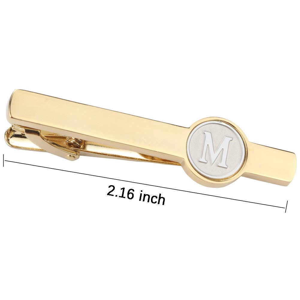 GWD Mens Cufflinks Tie clips set Set Shirt Classic Initials Alphabet A-Z Gift Box ((Cufflinks Tie Clip Set) M)