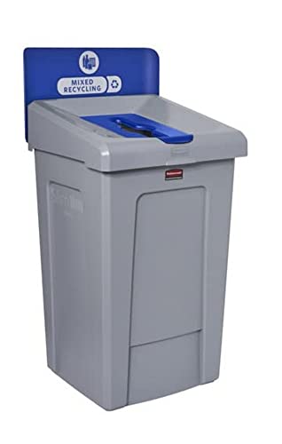 Rubbermaid Commercial Products Slim Jim Recycling Station 1-Stream Mixed Recycling Bin/Can/Kit/Station, 33 GAL, for Kitchens/Classrooms/Offices/Back of House/Colleges/Commercial Facilities (2171557)