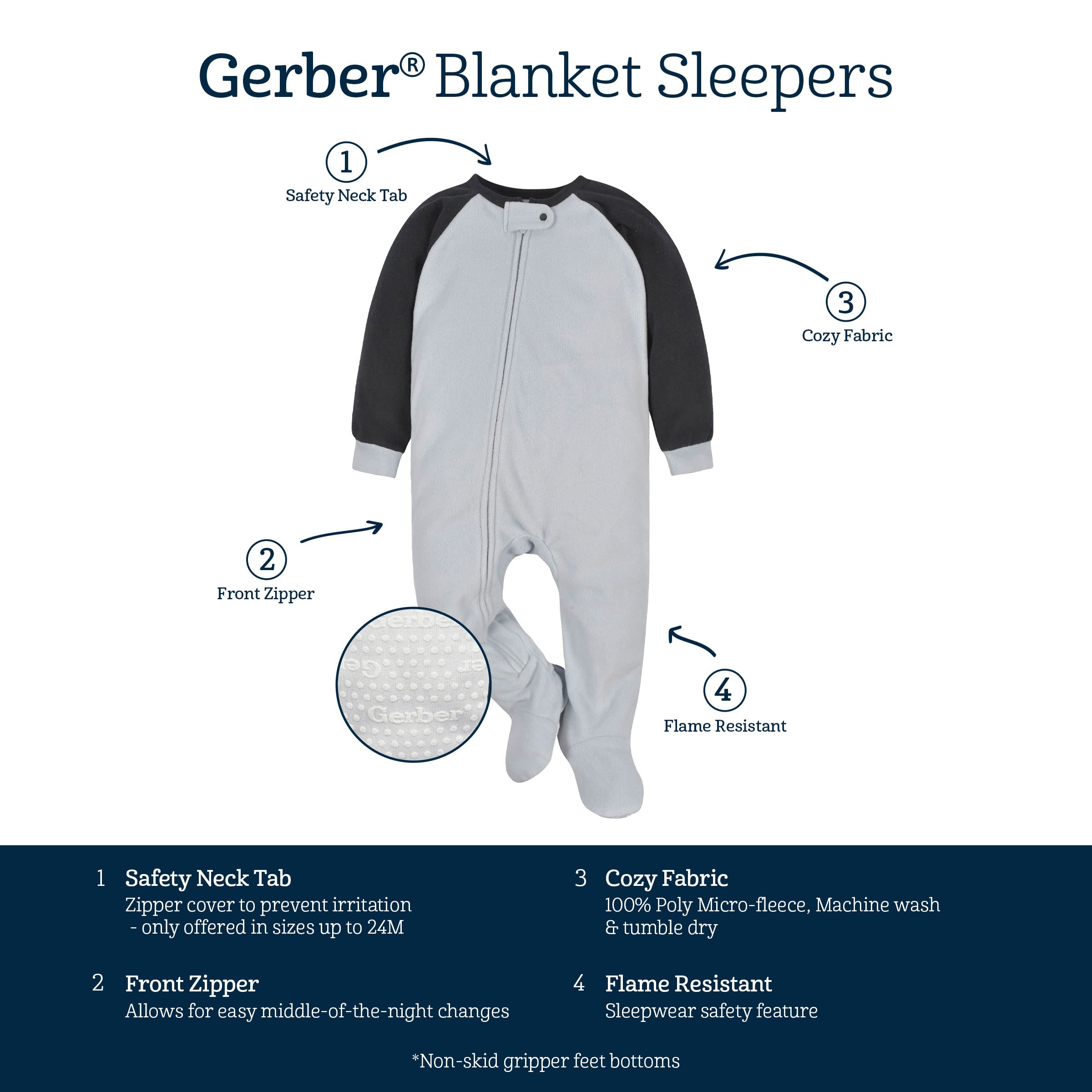 Gerber Baby Boys' Toddler Loose Fit Flame Resistant Fleece Footed Pajamas 2-Pack, Blue Dogs, 2T