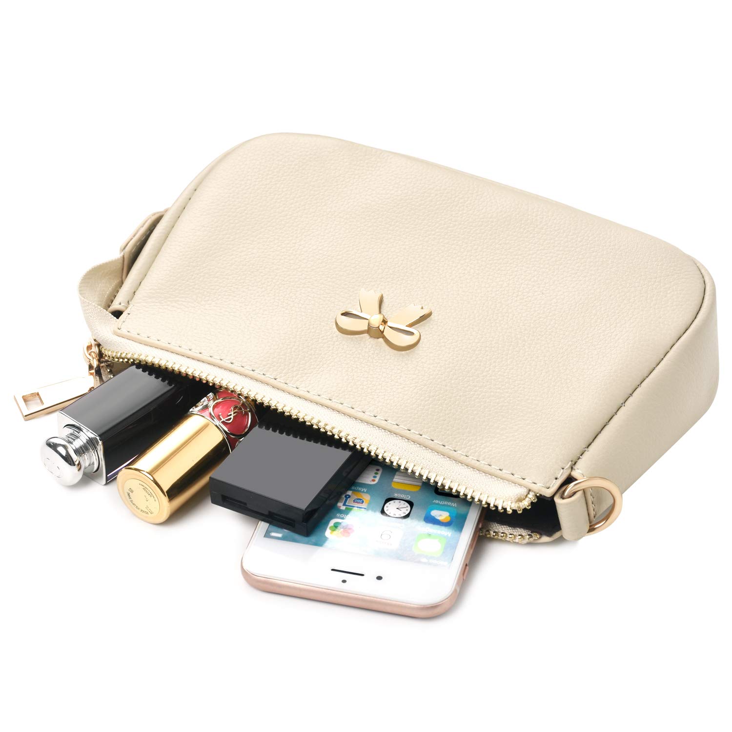 Genuine Leather Clutch Purses For Women Evening Bags With Chain Wedding Party Clutch Handbags - White