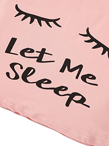 WDIRARA Women's Sleepwear Closed Eyes Print Tee and Shorts Cute Pajama Set Pink XS