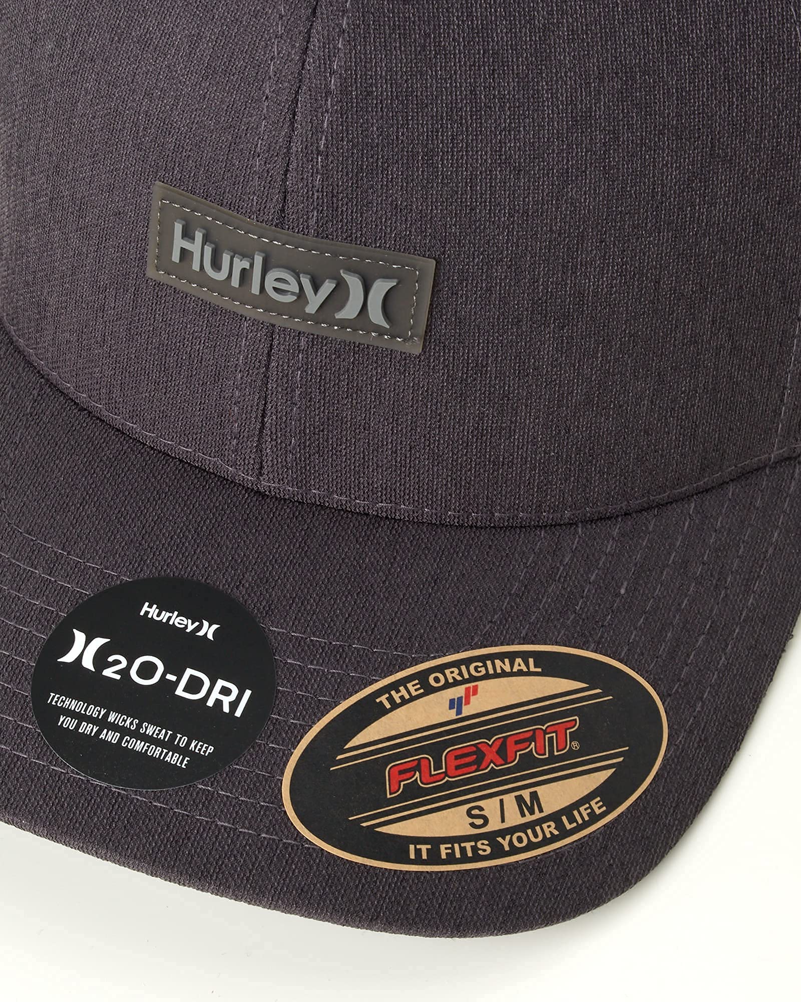 Hurley Men's Baseball Cap - H2O-DRI Redondo Flat Brim Sweat Resistant Fitted Hat, Size Large-X-Large, Black