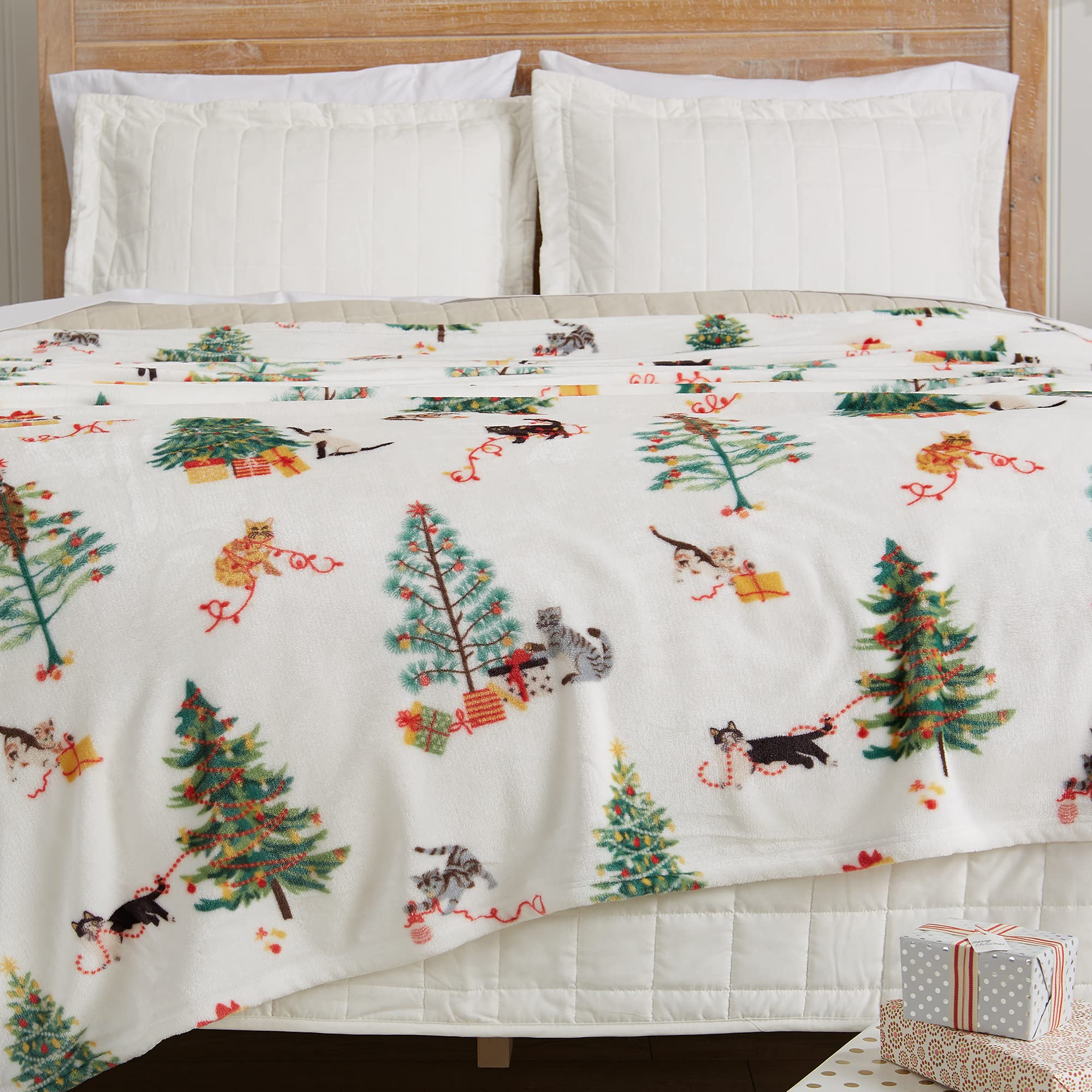 Great Bay Home Fuzzy Velvet Throw Blanket | Very Soft Velvet Plush Lodge and Camping 50"x70" Throw Blanket | Rustic Bear Printed Fluffy Throw | Elk Lodge Collection