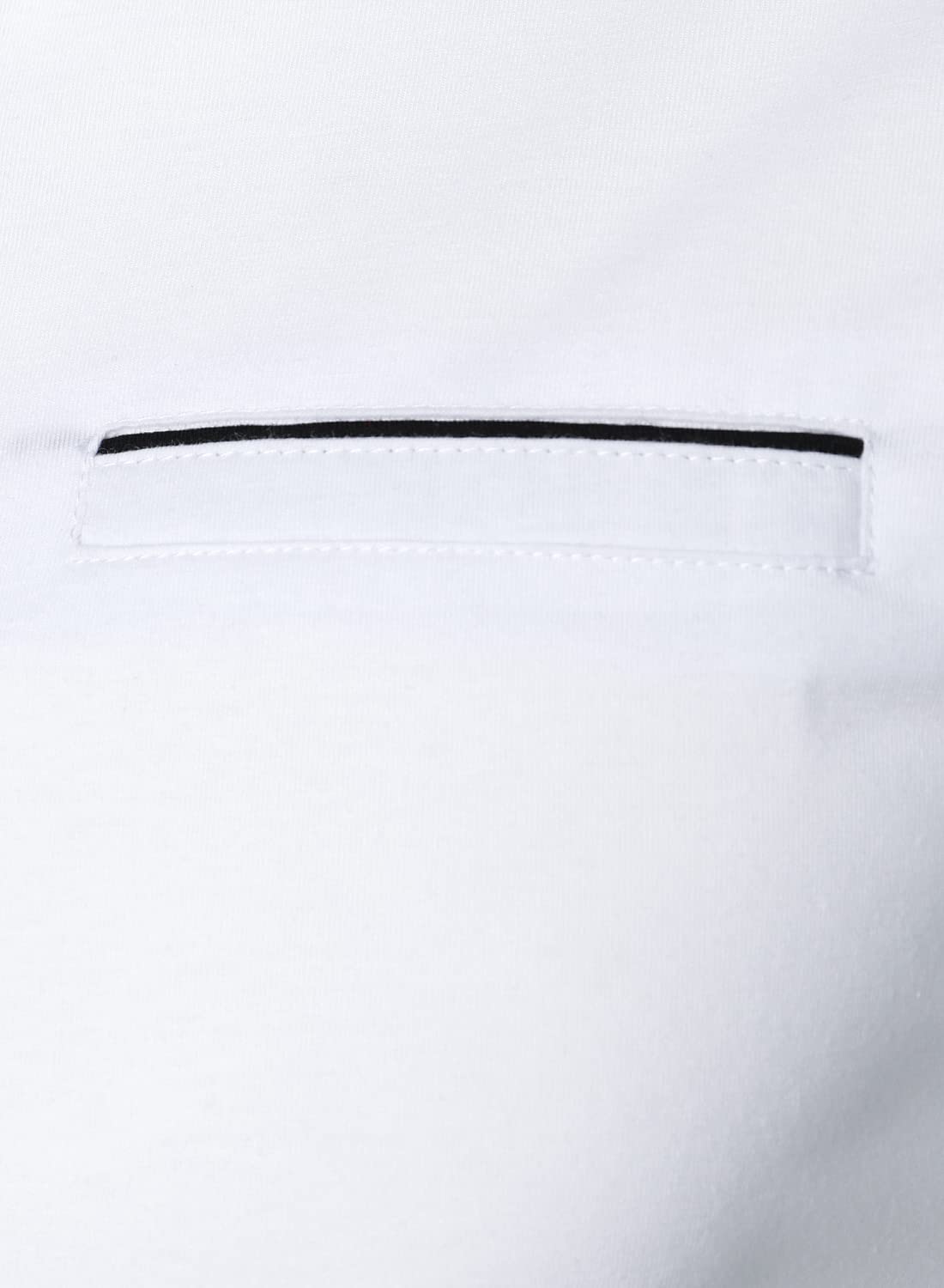 HOOD CREW Mens Short Sleeve Stand Collar Tops T-Shirt Casual Regular Fit Basic Designed Polo Shirts White M