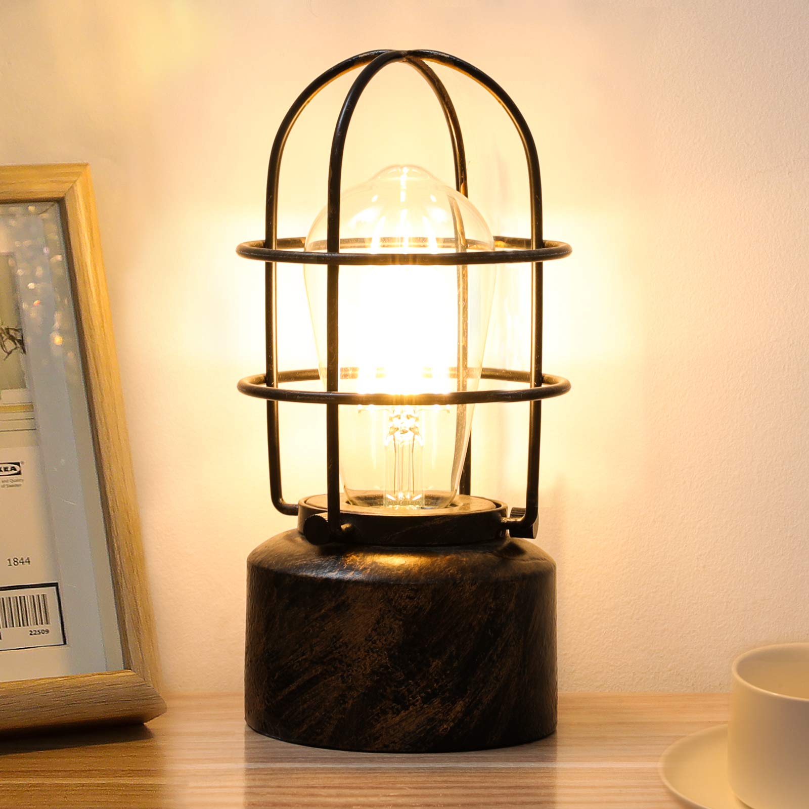 Haian Support ๐ฆ๐บ๐ฎ๐น๐น ๐ง๐ผ๐๐ฐ๐ต ๐ง๐ฎ๐ฏ๐น๐ฒ ๐๐ฎ๐บ๐ฝ for Small Spaces - 3 Way Dimmable Industrial Bedside Lamp - Steampunk Antique Nightstand Desk for Bedroom, Living Room (Bulb Included)