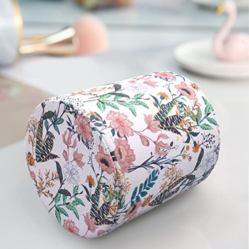 WAVEYU Pen Holder for Women Girls, Decorative Pencil Organizer, Makeup Brush Holder, Leather Multi-Functional Organizer for Office, Home, Classroom, White Flower