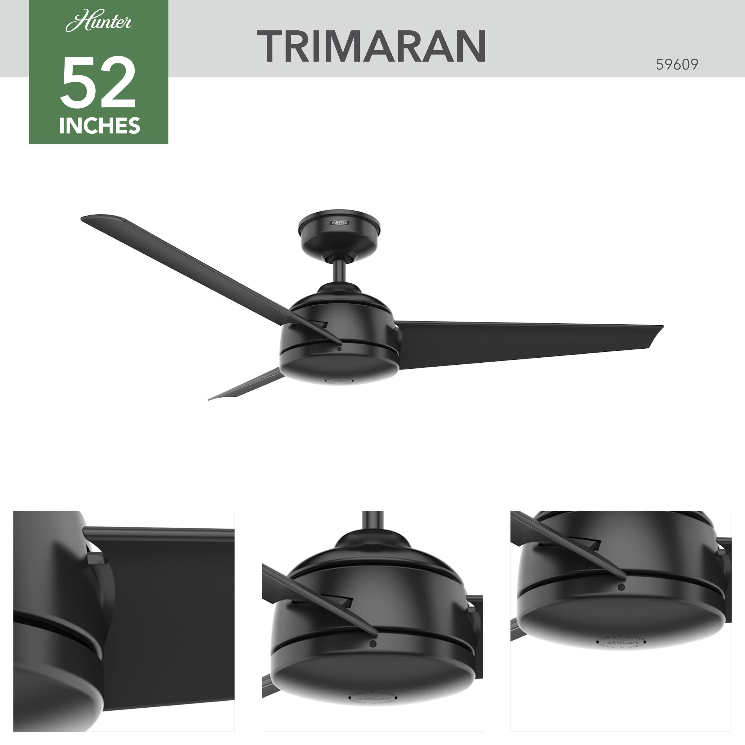 Hunter Fan Company 59609 Trimaran Ceiling Fan, 52, Matte Black Finish