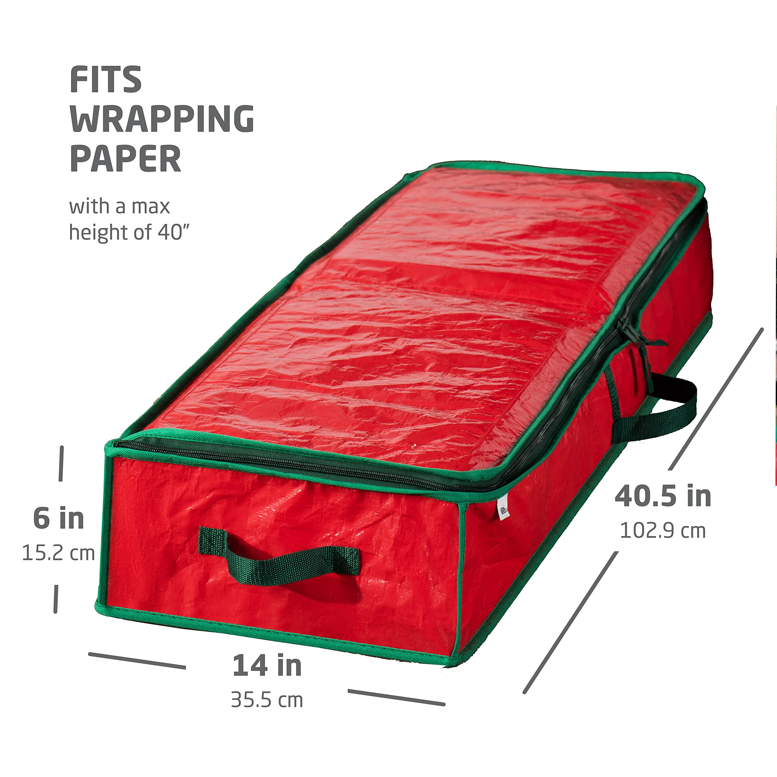 Zober Polythene Storage Bag for Gift Wrapping, Inner Pockets, Storage Box for Gift Paper and Holiday Accessories, 40 Inches Long - Tear Resistant Fabric