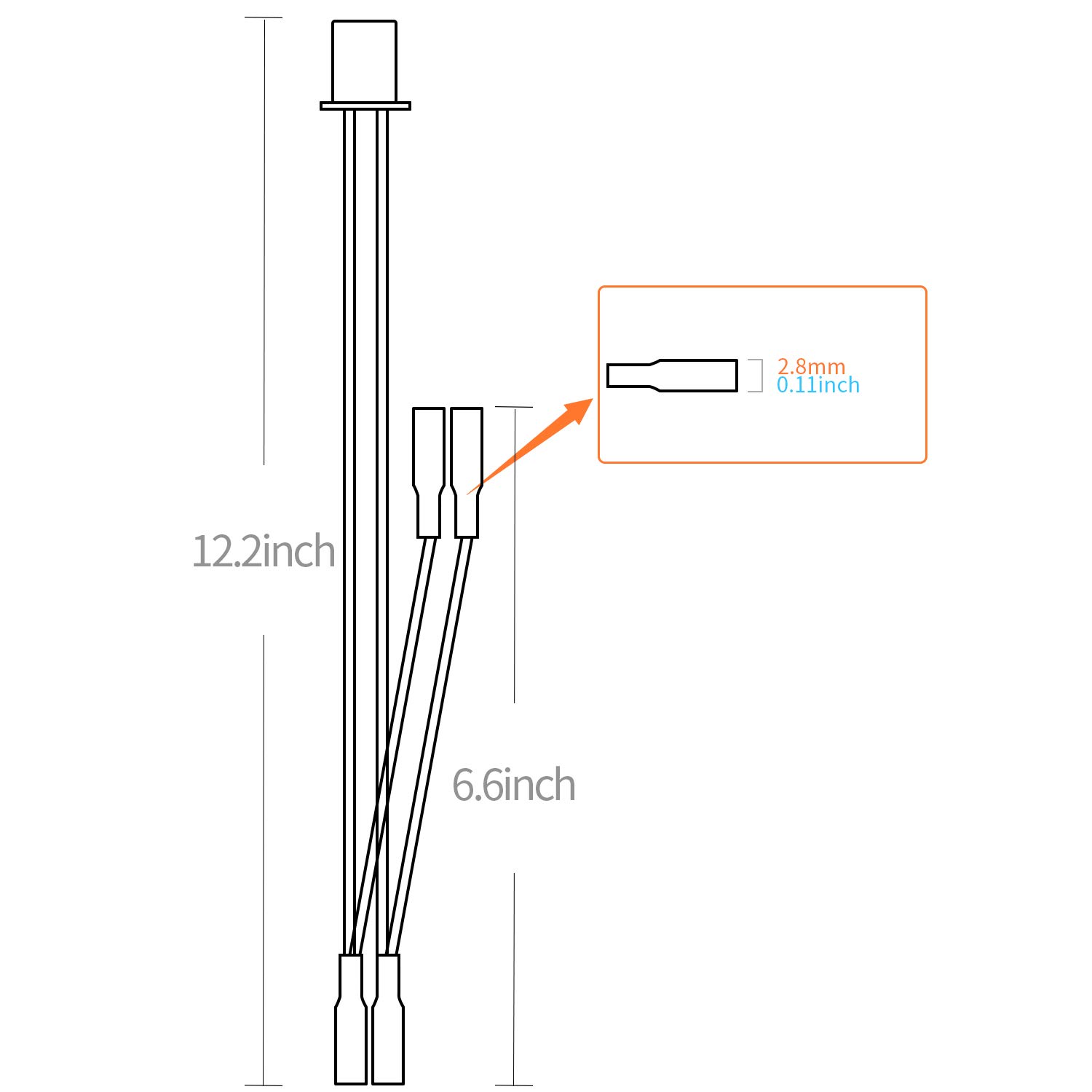 GUWARRY 2 Pcs LED Power Cable Daisy Chain JST XH2.54 2Pin Plug to 0.110 Inch /2.8mm Terminals Jumper Wire Harness Lighted Up 20 LED Arcade Buttons for Arcade USB Encoder, MAME, Arcade1Up, Raspberry Pi